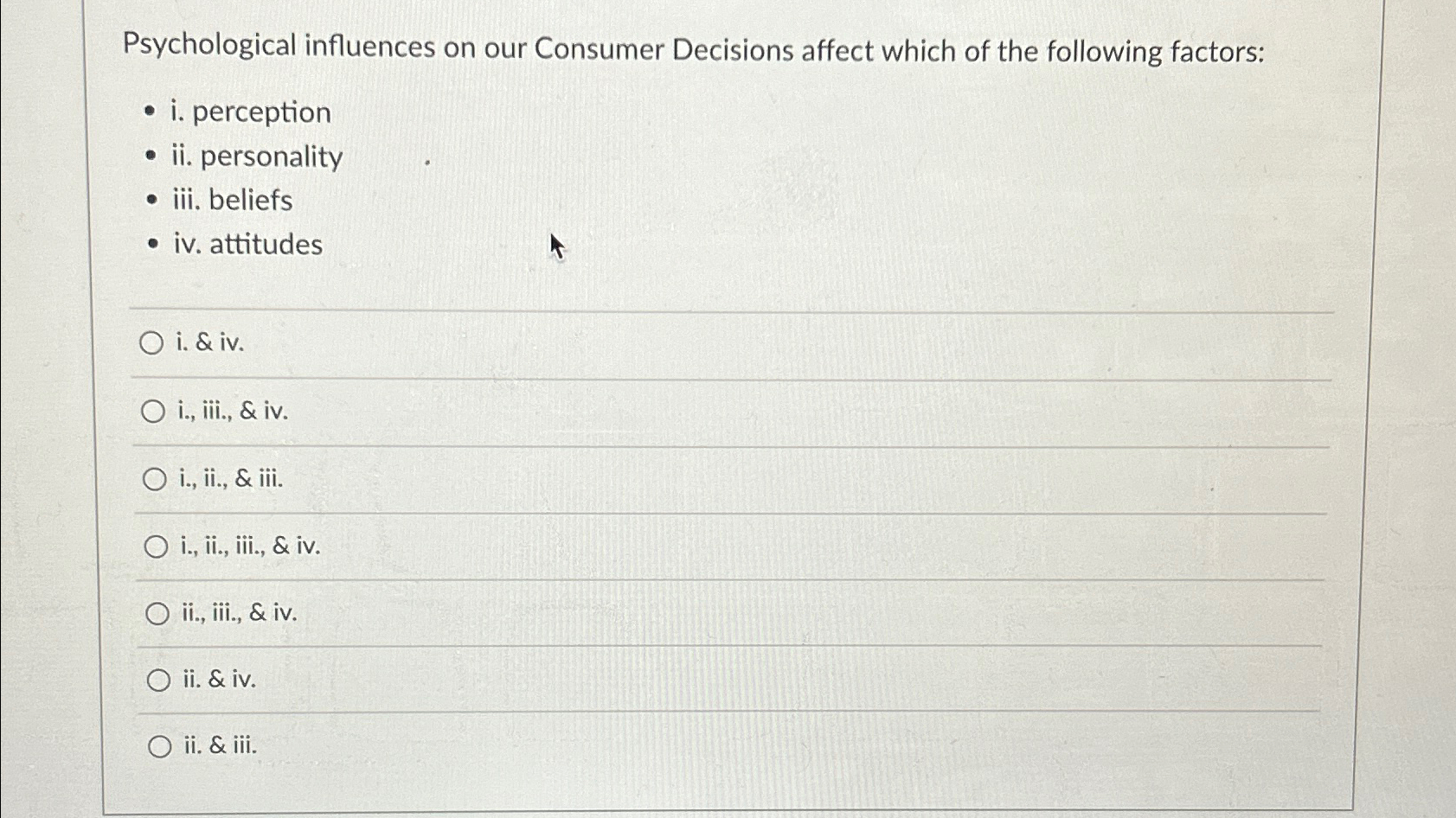 Solved Psychological influences on our Consumer Decisions | Chegg.com