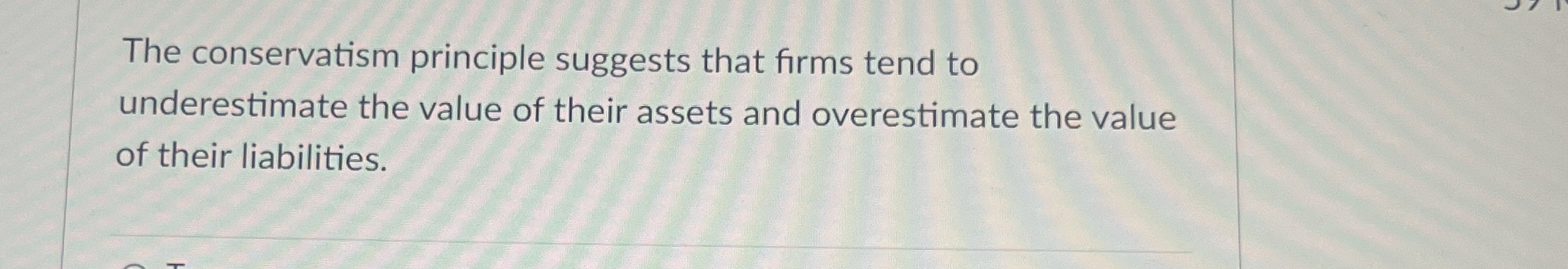 Solved The conservatism principle suggests that firms tend | Chegg.com