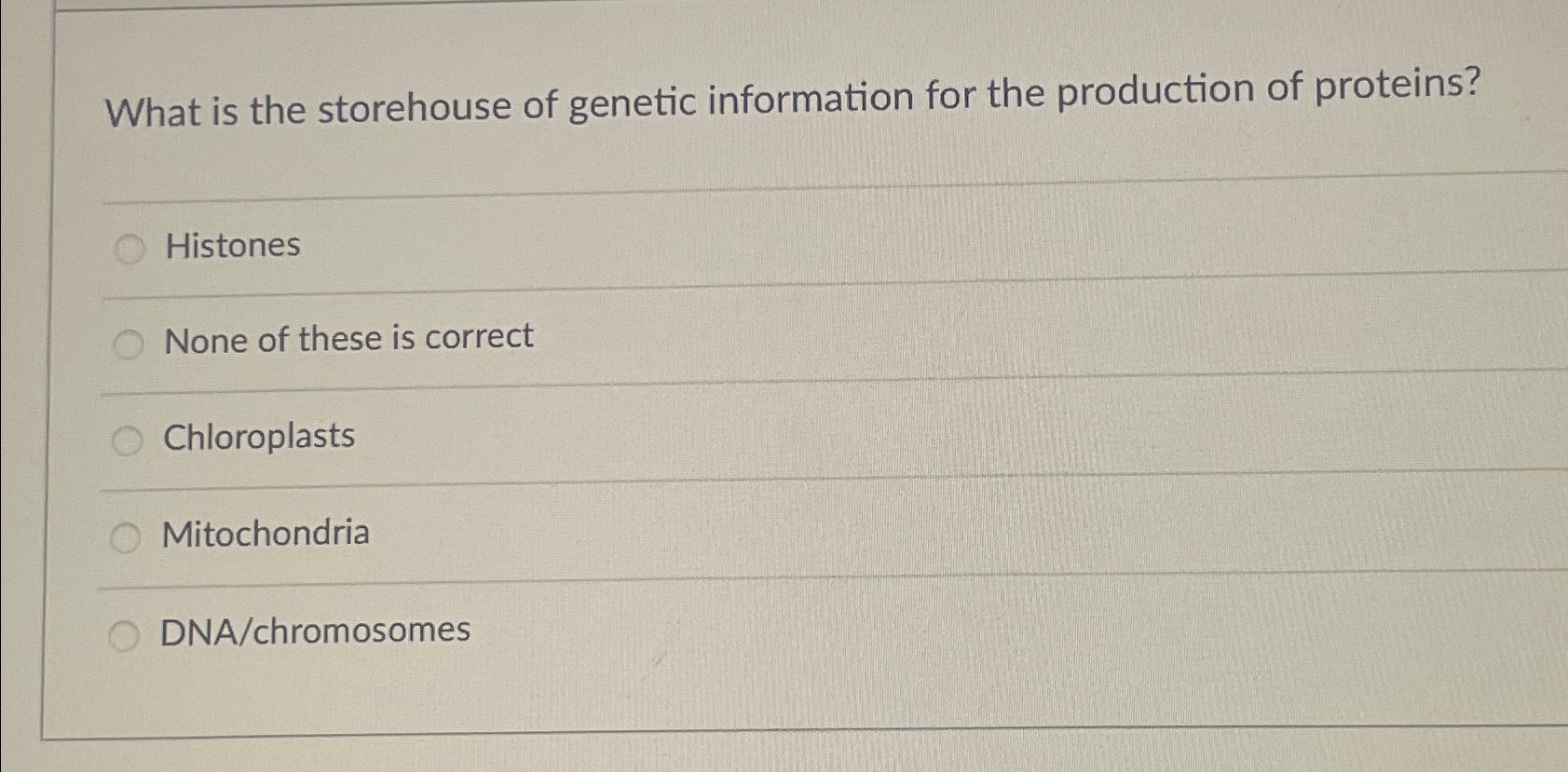 Solved What is the storehouse of genetic information for the | Chegg.com