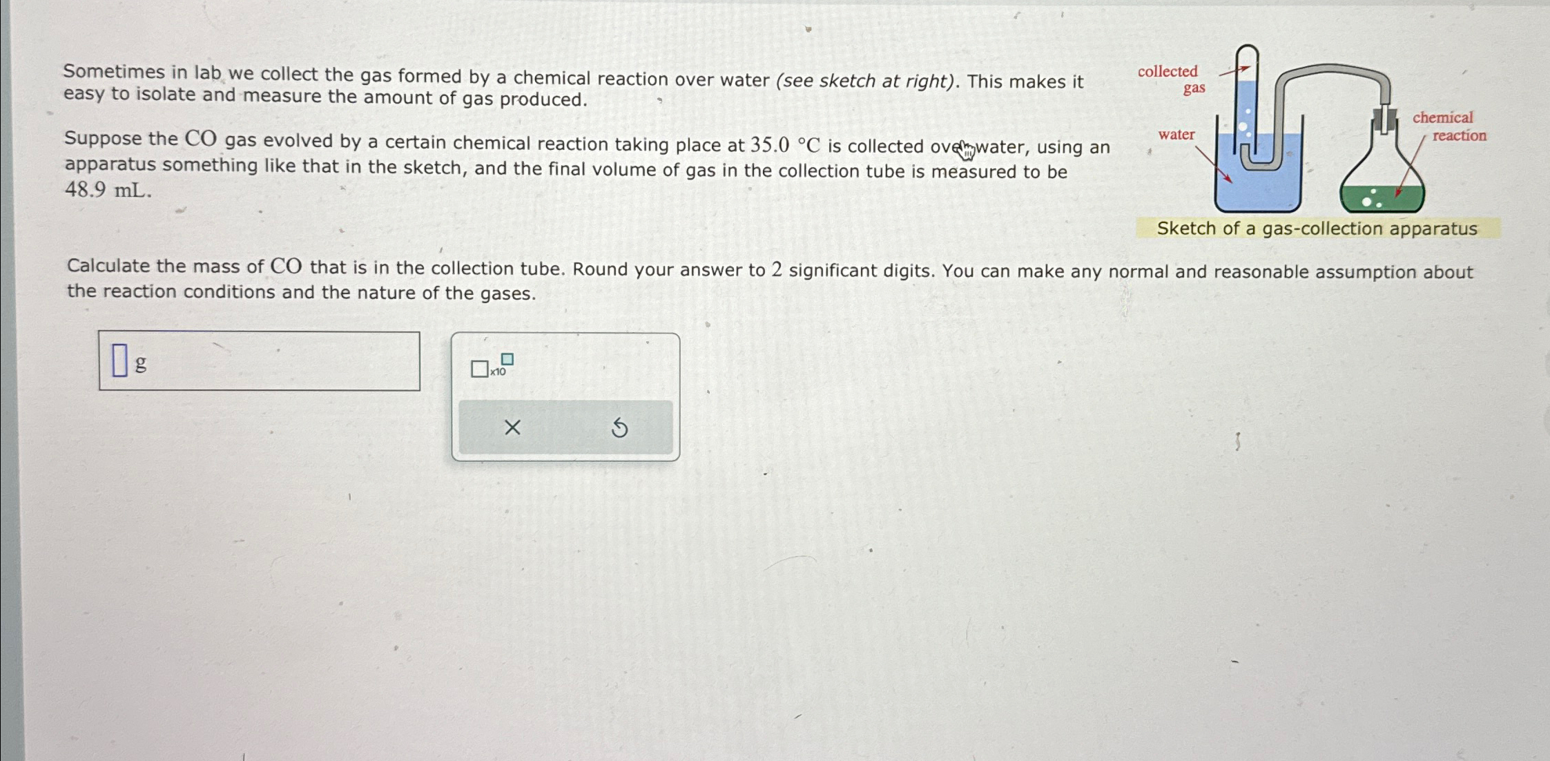 Solved Sometimes in lab we collect the gas formed by a | Chegg.com
