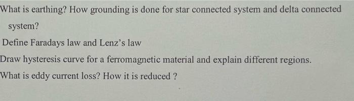 Solved What is earthing? How grounding is done for star | Chegg.com