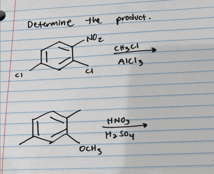 Solved product Determine the NO2 CH3CI Alc's а ci EL HNO3 | Chegg.com