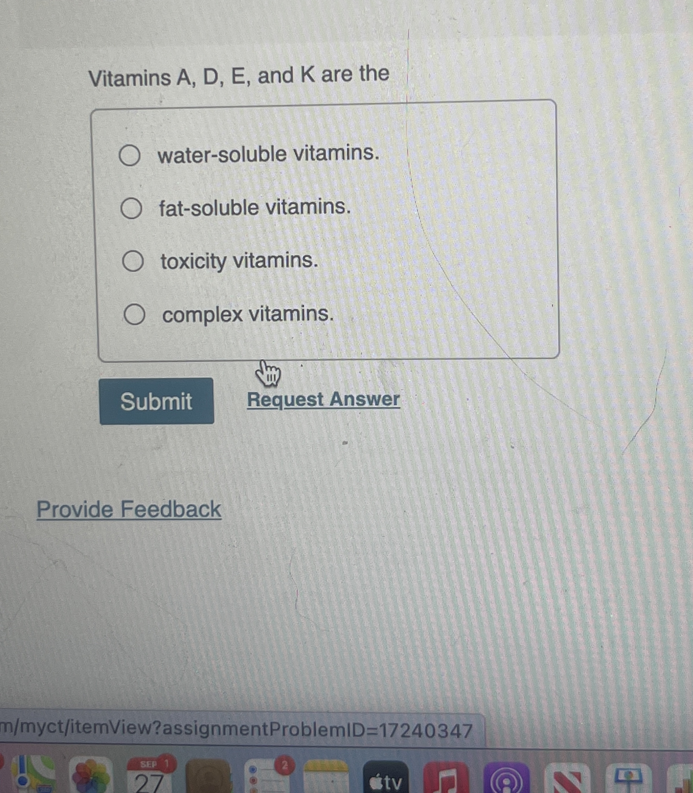 Solved Vitamins A,D,E, ﻿and K ﻿are thewater-soluble | Chegg.com