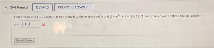 Solved Find a value c in [1,2] such that f(c) is equal to | Chegg.com