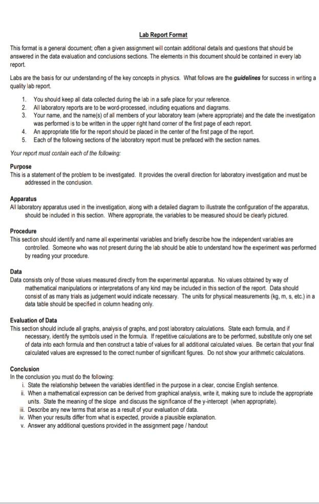 Sample Lab Report Format