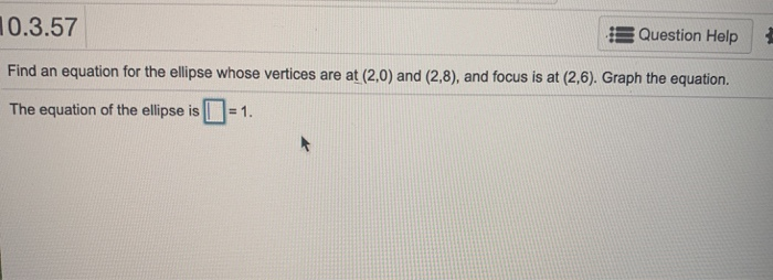 Solved find an equation for the ellipse whose vertices are | Chegg.com