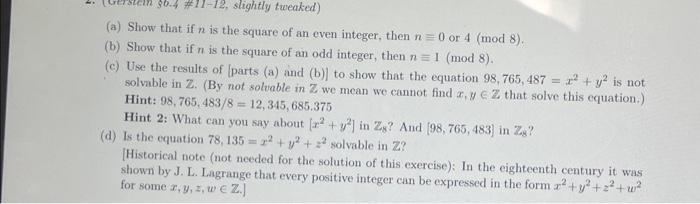 Solved (a) Show that if n is the square of an even integer, | Chegg.com