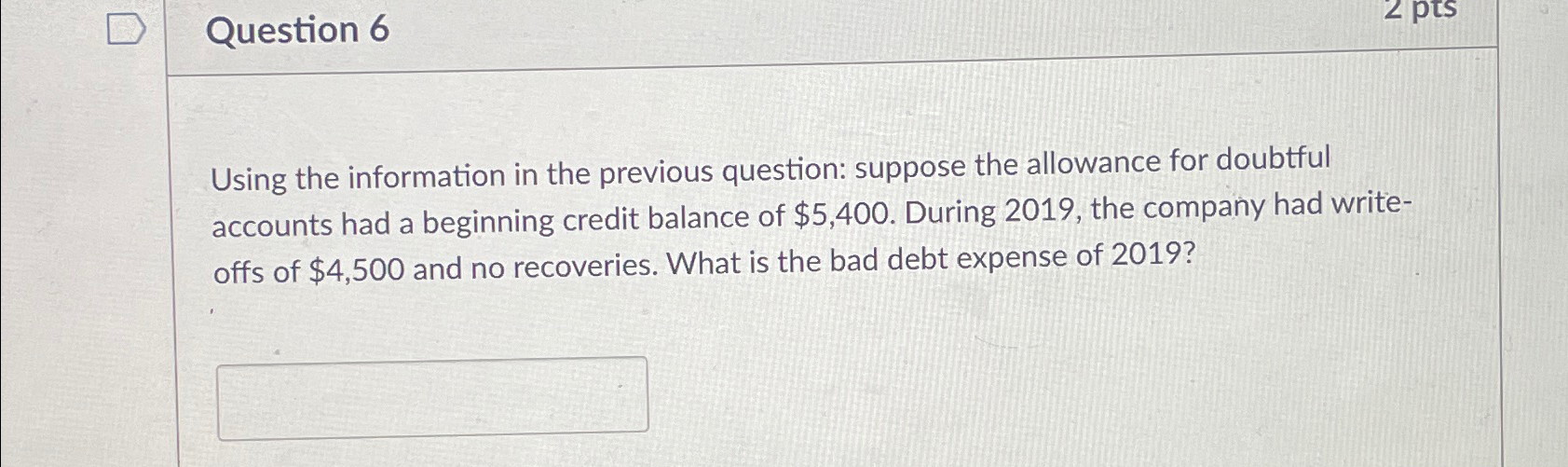 Solved Question 6Using the information in the previous | Chegg.com