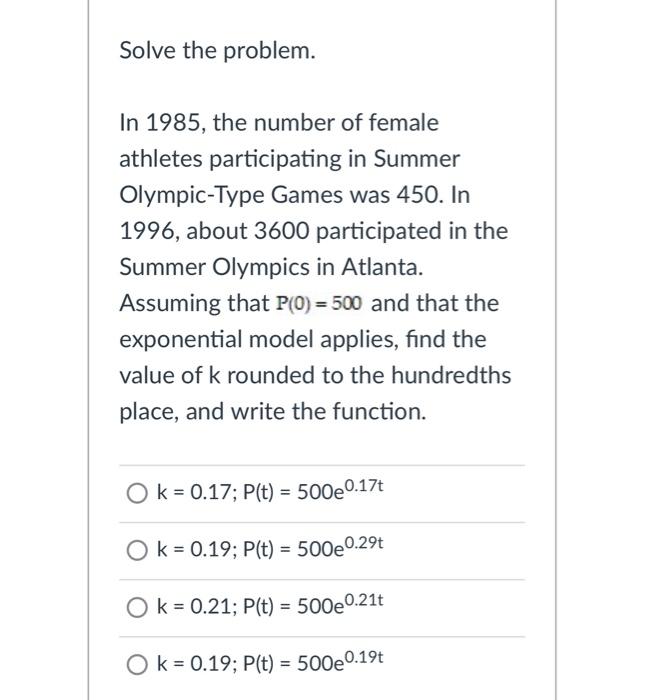 Solved Solve the problem. Use the formula P = lekt. A | Chegg.com