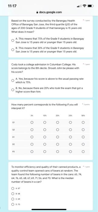 Solved 11:17 docs.google.com Based on the survey conducted | Chegg.com