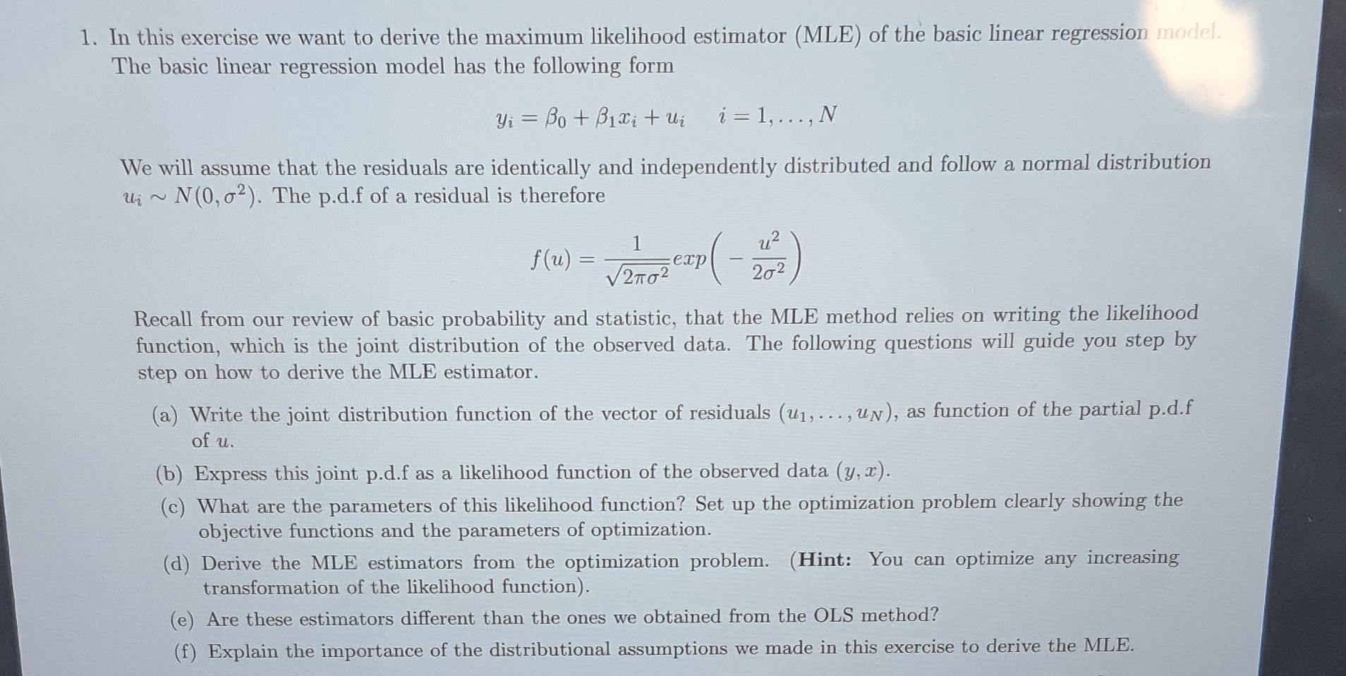 Solved In this exercise we want to derive the maximum | Chegg.com