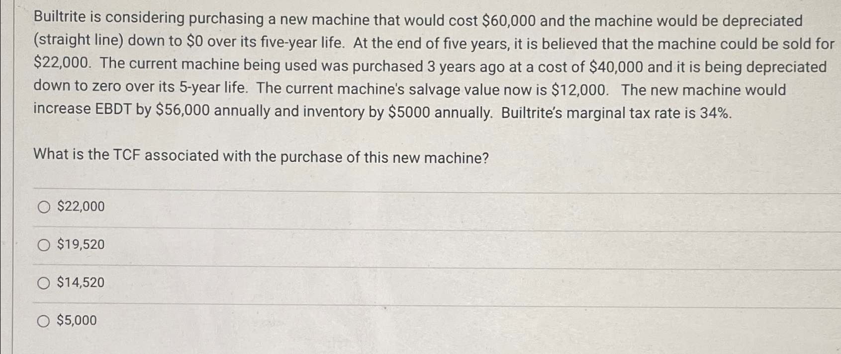 Solved Builtrite is considering purchasing a new machine | Chegg.com