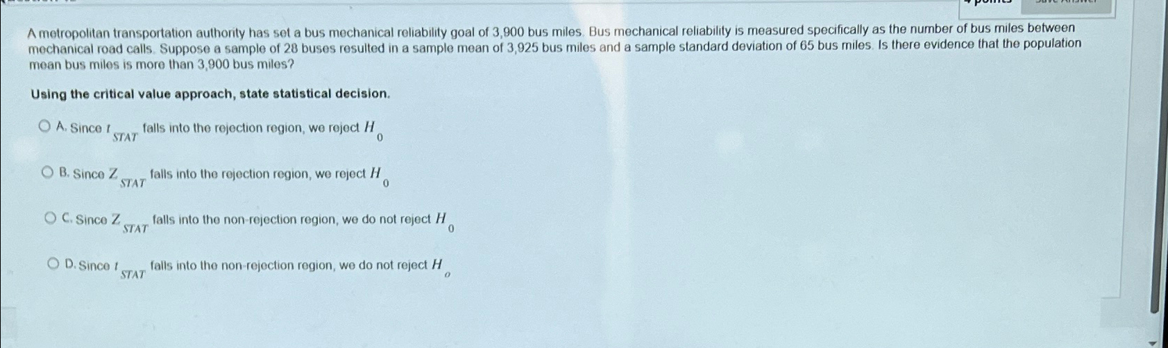 Solved A metropolitan transportation authonity has set a bus | Chegg.com