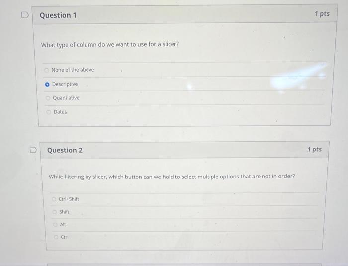 Solved What type of column do we want to use for a slicer? | Chegg.com