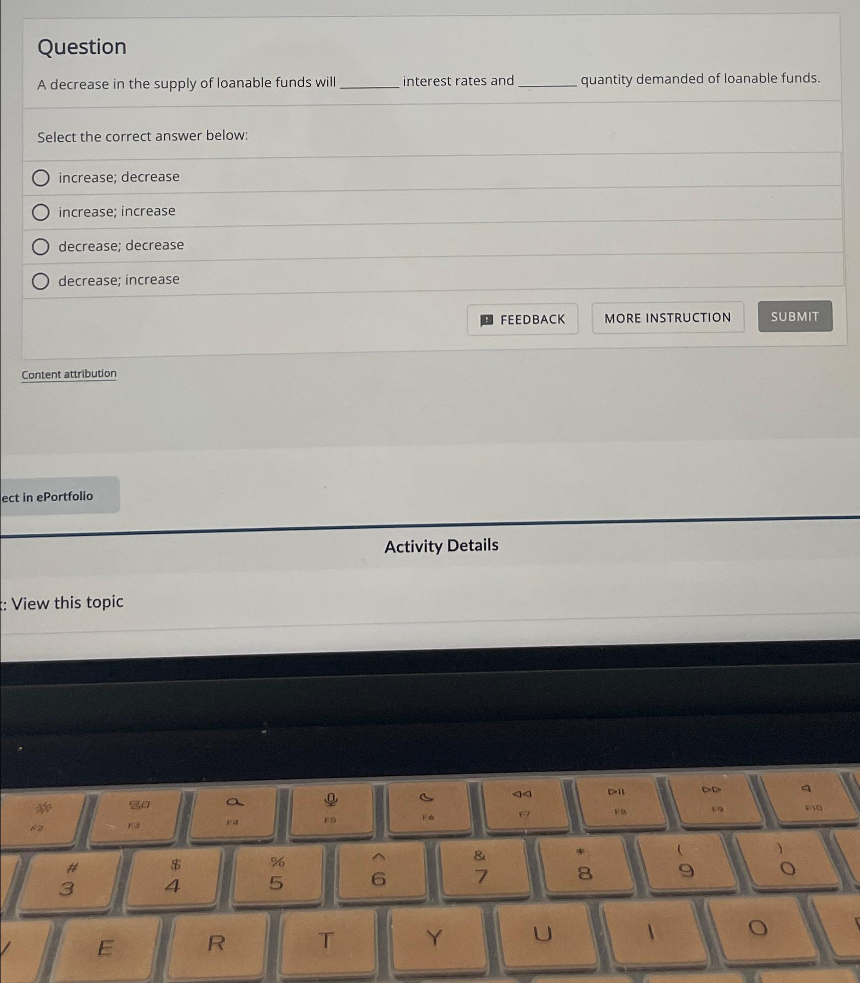 Solved QuestionA decrease in the supply of loanable funds | Chegg.com