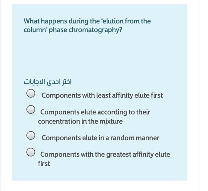 Solved What happens during the ‘elution from the column' | Chegg.com