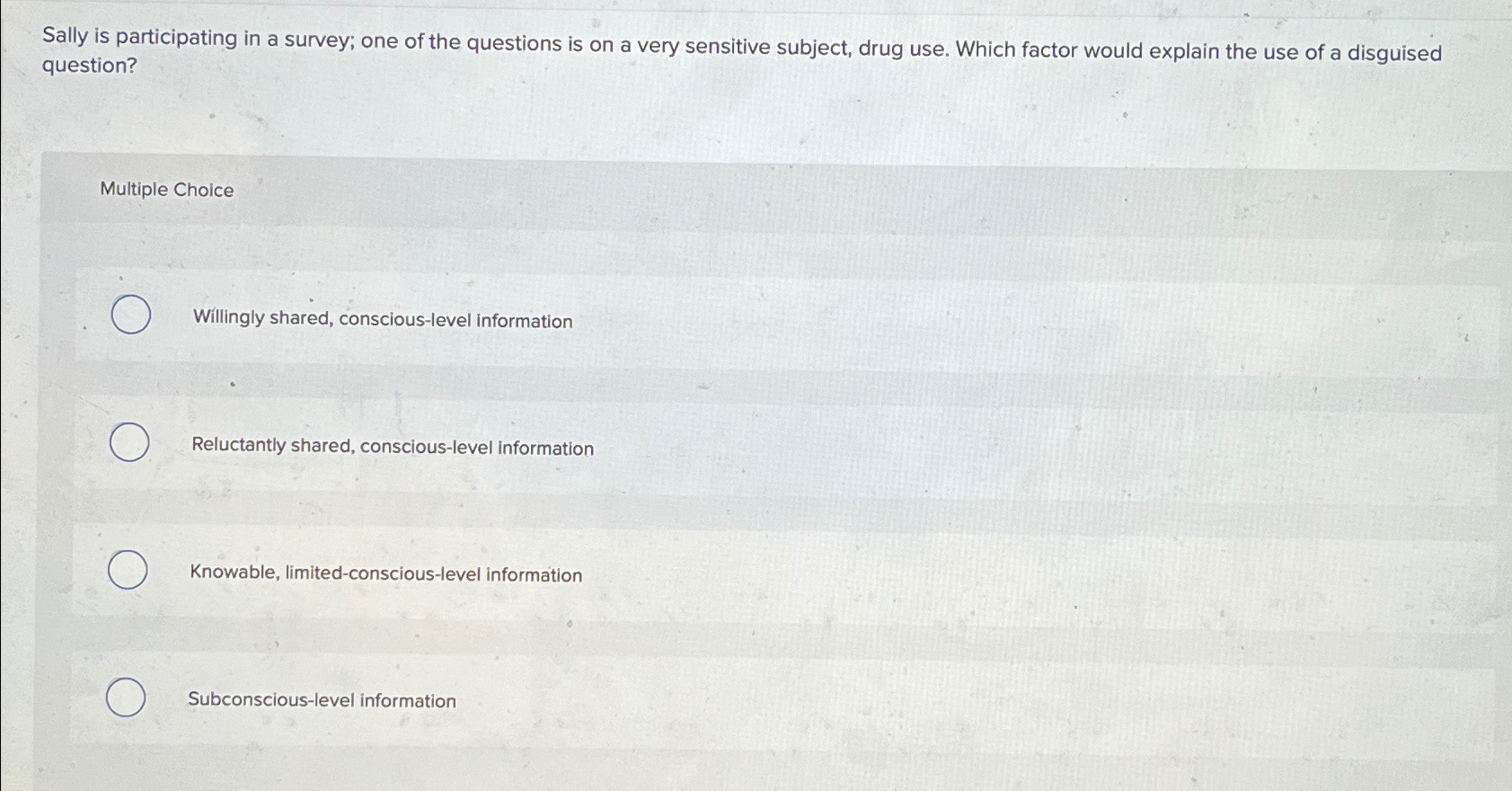 Solved Sally is participating in a survey; one of the | Chegg.com