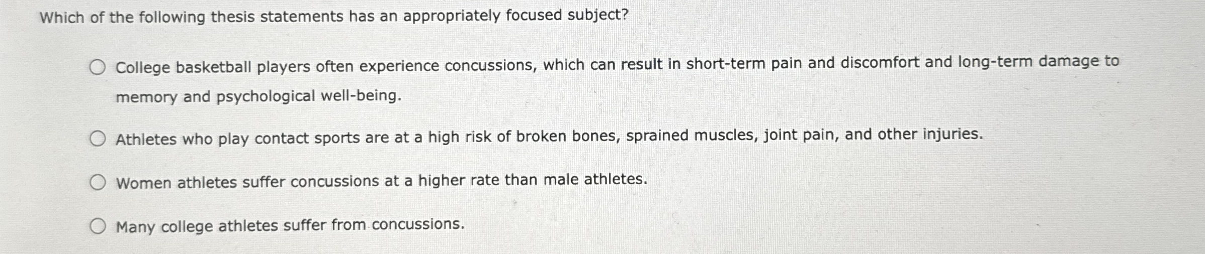 Solved Which of the following thesis statements has an | Chegg.com