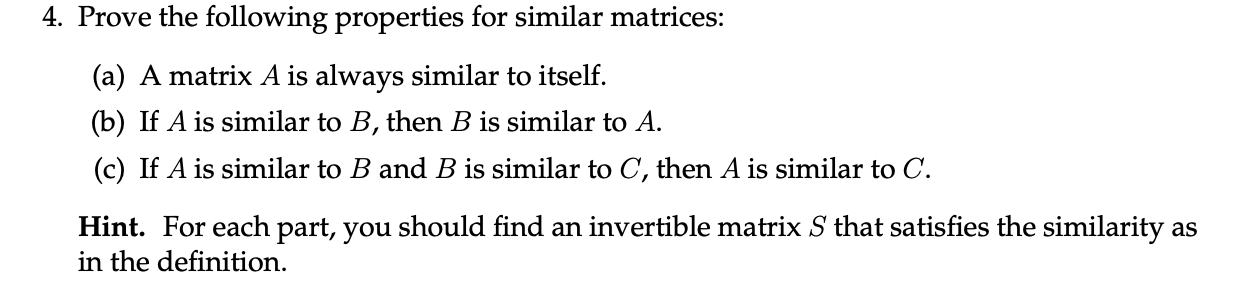 Solved Prove the following properties for similar | Chegg.com