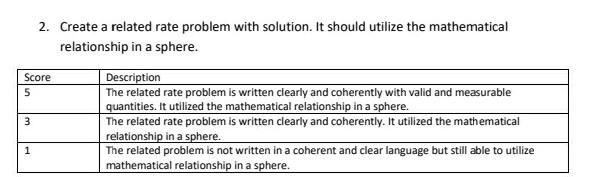 Solved 2 Create A Related Rate Problem With Solution It 