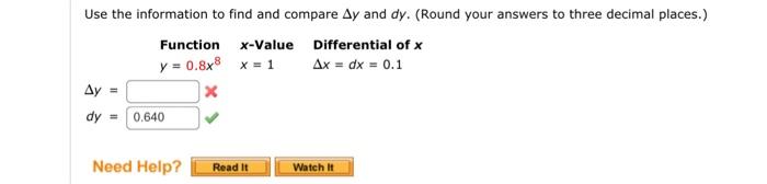 Solved Use the information to find and compare Ay and dy. | Chegg.com