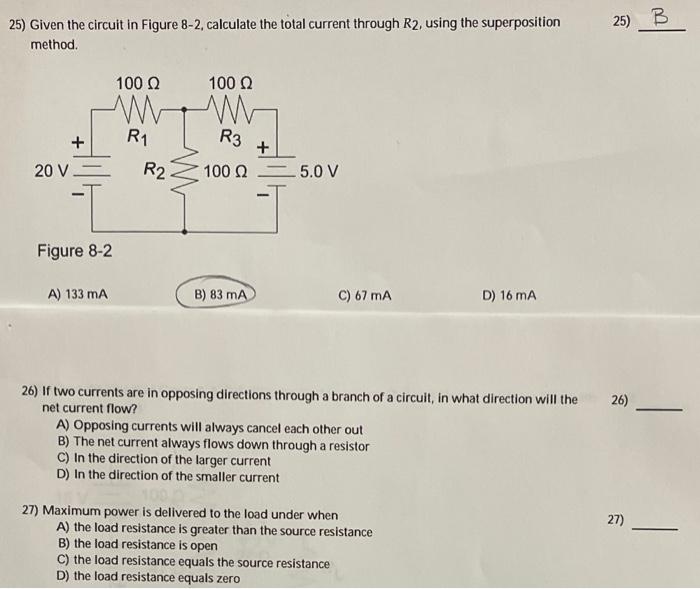 Solved 25) Given the circuit in Figure 8-2, calculate the | Chegg.com