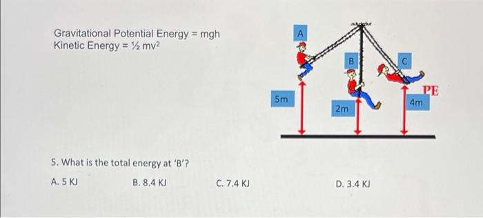 Solved Gravitational Potential Energy = mgh Kinetic Energy = | Chegg.com