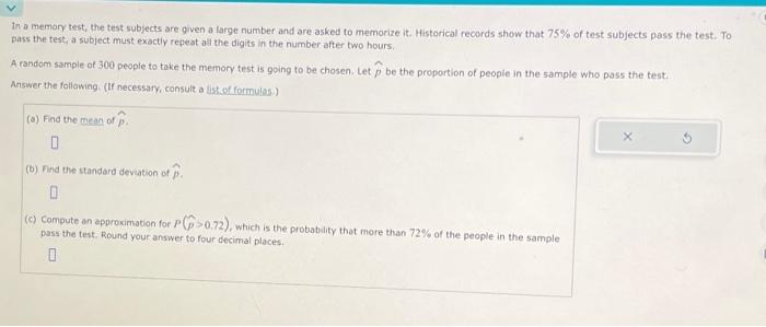 In A Memory Test The Test Subjects Are Given A Large