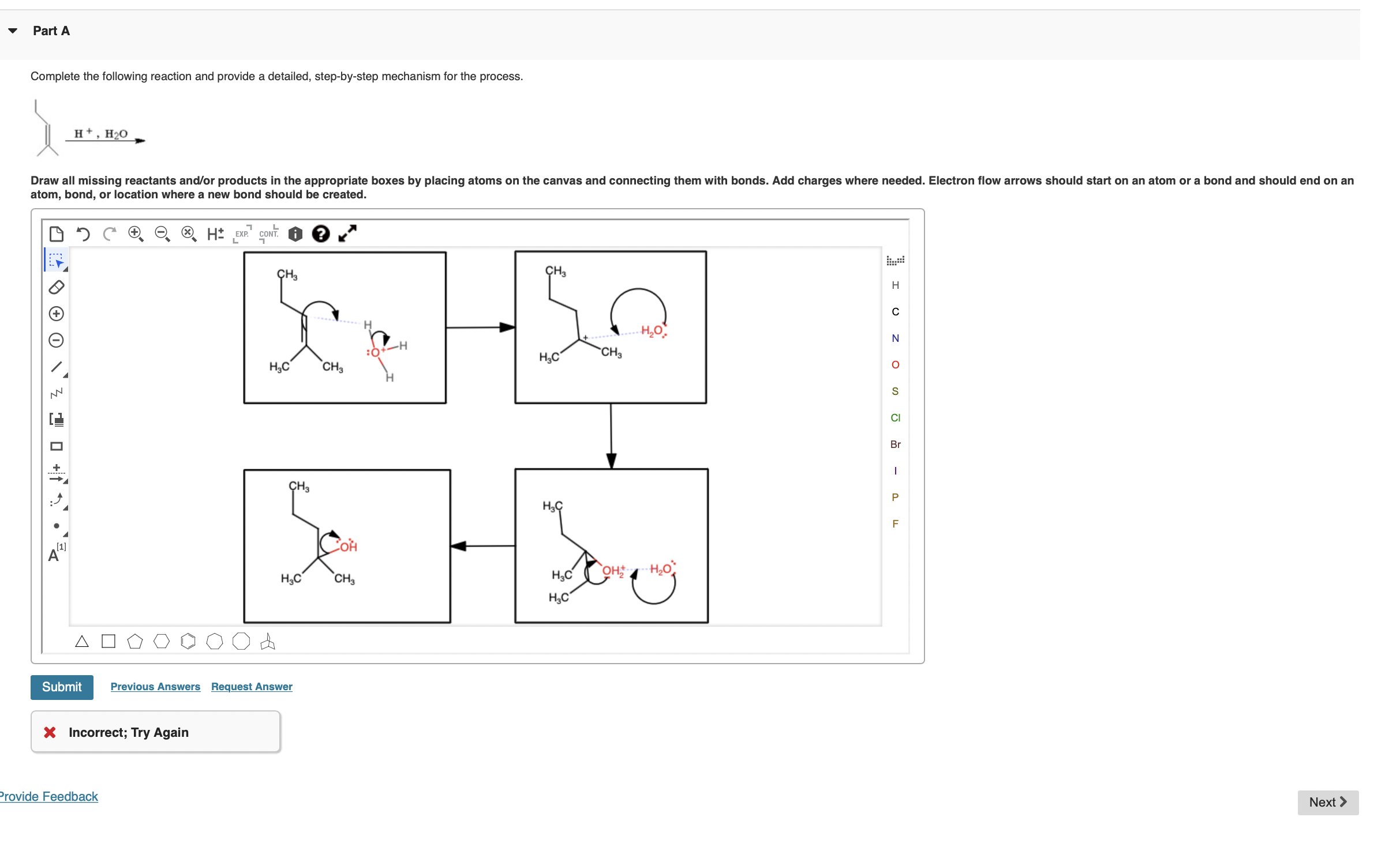 Solved Part AComplete the following reaction and provide a | Chegg.com