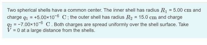 Solved Two spherical shells have a common center. The inner | Chegg.com
