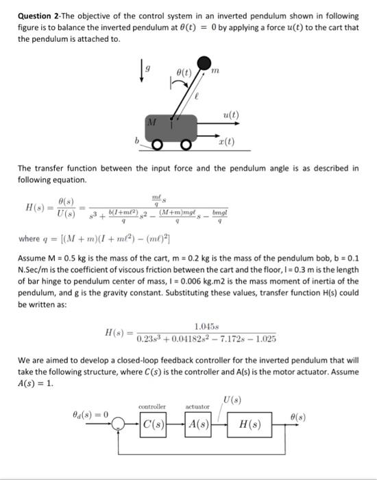 Solved Question 2-The objective of the control system in an | Chegg.com