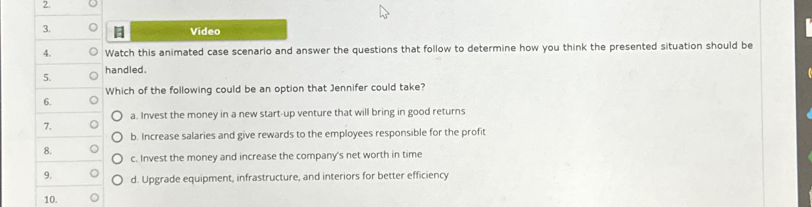 Solved Video4.Watch this animated case scenario and answer | Chegg.com