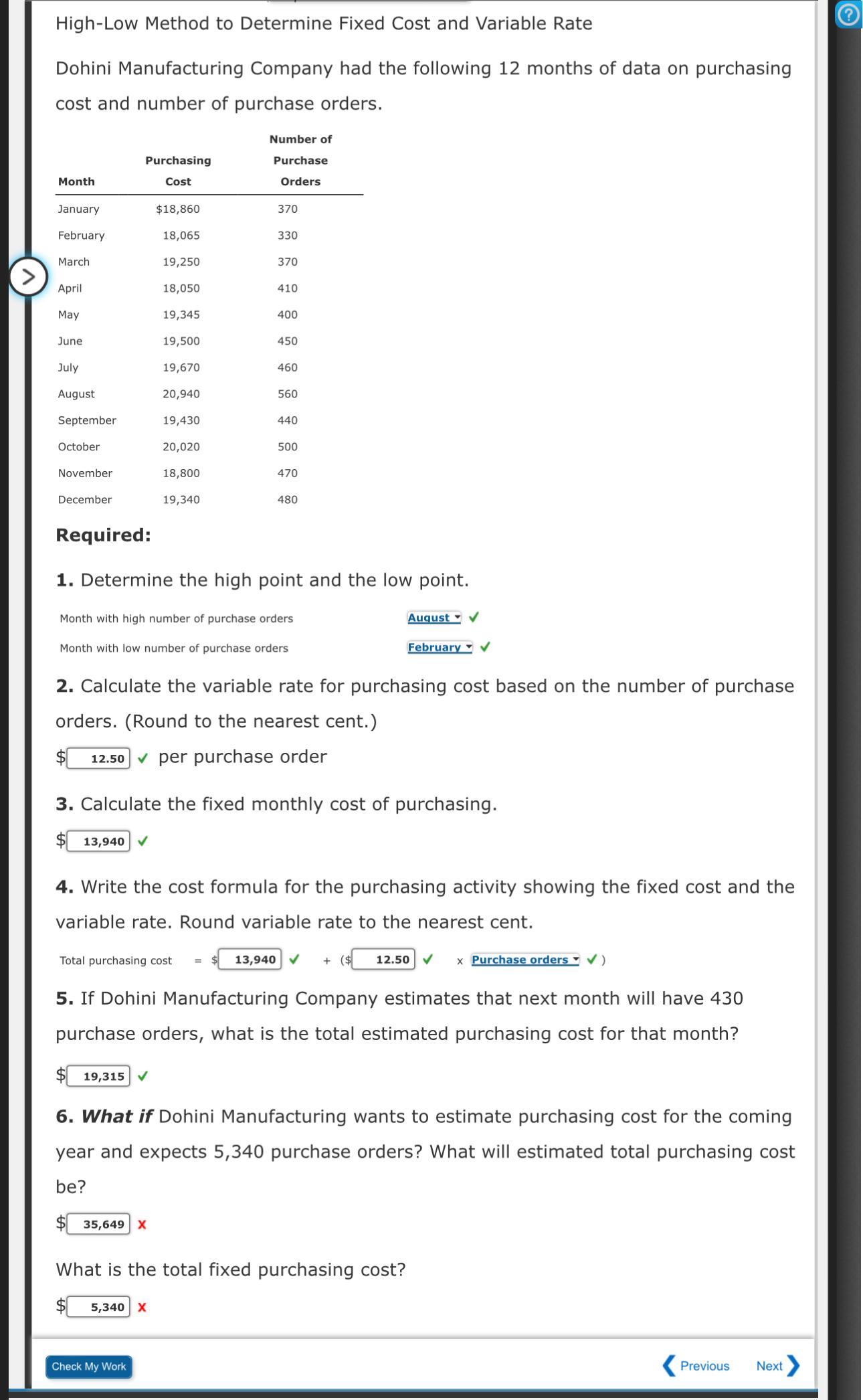 Solved High-Low Method to Determine Fixed Cost and Variable | Chegg.com