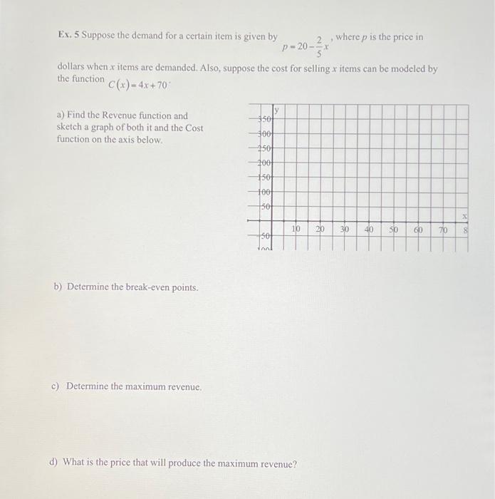 Solved Ex. 5 Suppose the demand for a certain item is given | Chegg.com