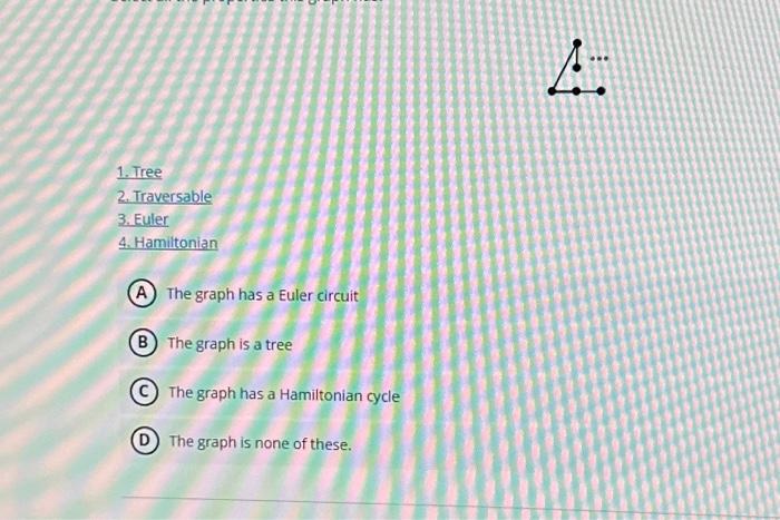 Solved The graph has a Euler circuit The graph is a tree The | Chegg.com