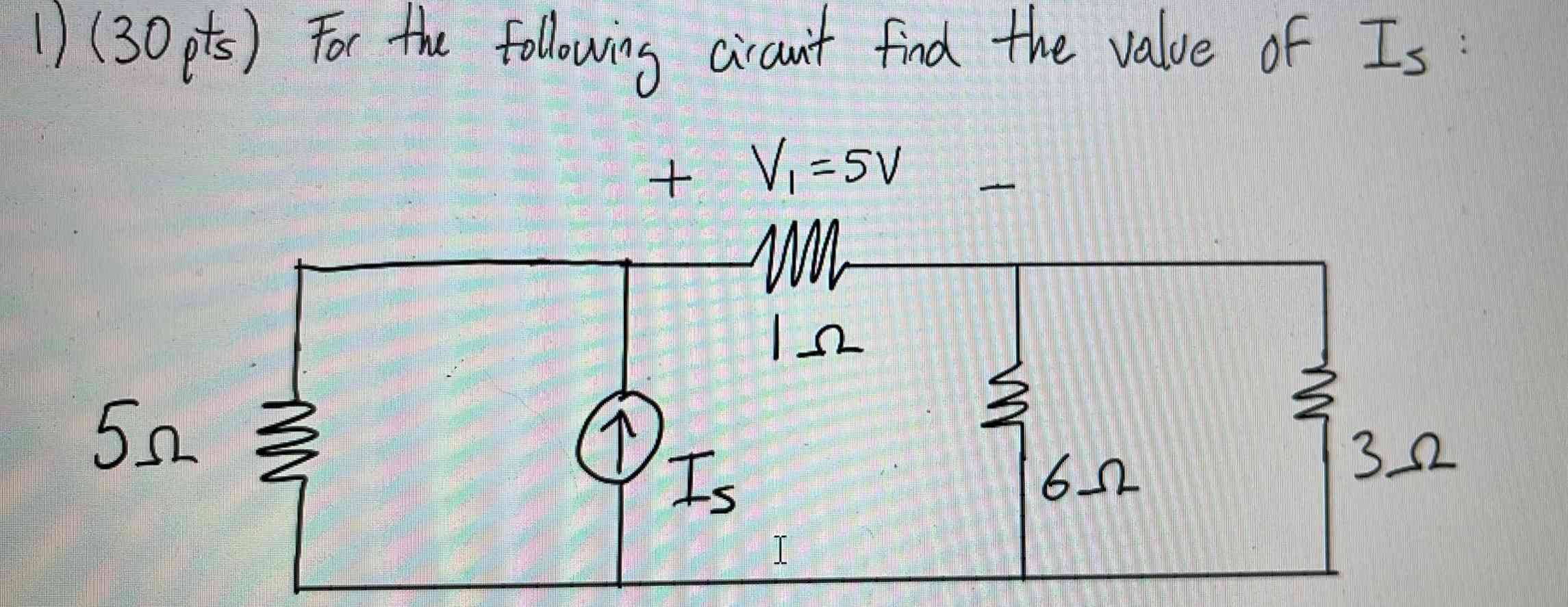 Solved For the following circuit find the value of the | Chegg.com
