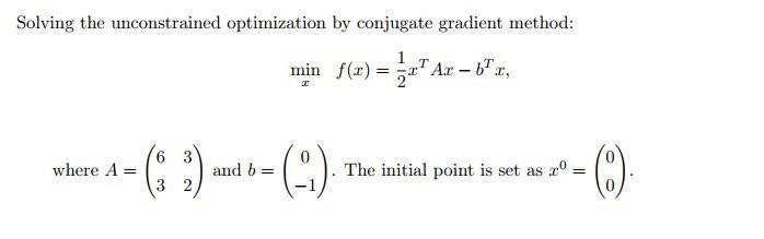 Solved Solving the unconstrained optimization by conjugate | Chegg.com