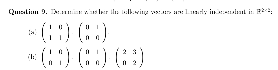 Solved Determine whether the following vectors are | Chegg.com