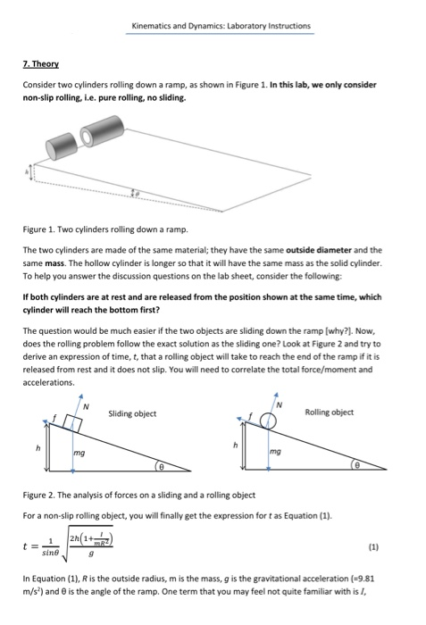 Solved Kinematics and Dynamics: Laboratory Instructions | Chegg.com