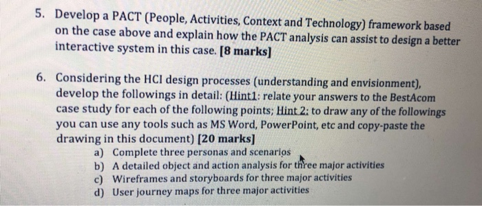 5. Develop a PACT (People, Activities, Context and | Chegg.com