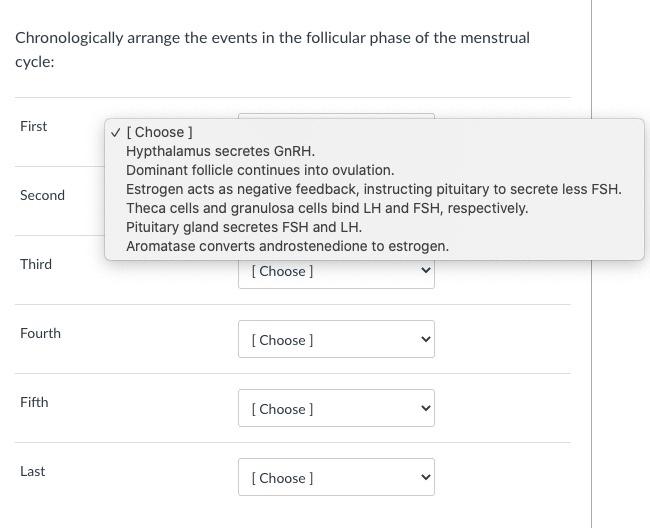 Solved Chronologically arrange the events in the follicular | Chegg.com Solved Chronologically arrange the events in the follicular | Chegg.com
