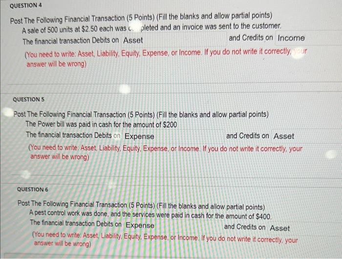 Solved Post The Following Financial Transaction (5 Points) | Chegg.com