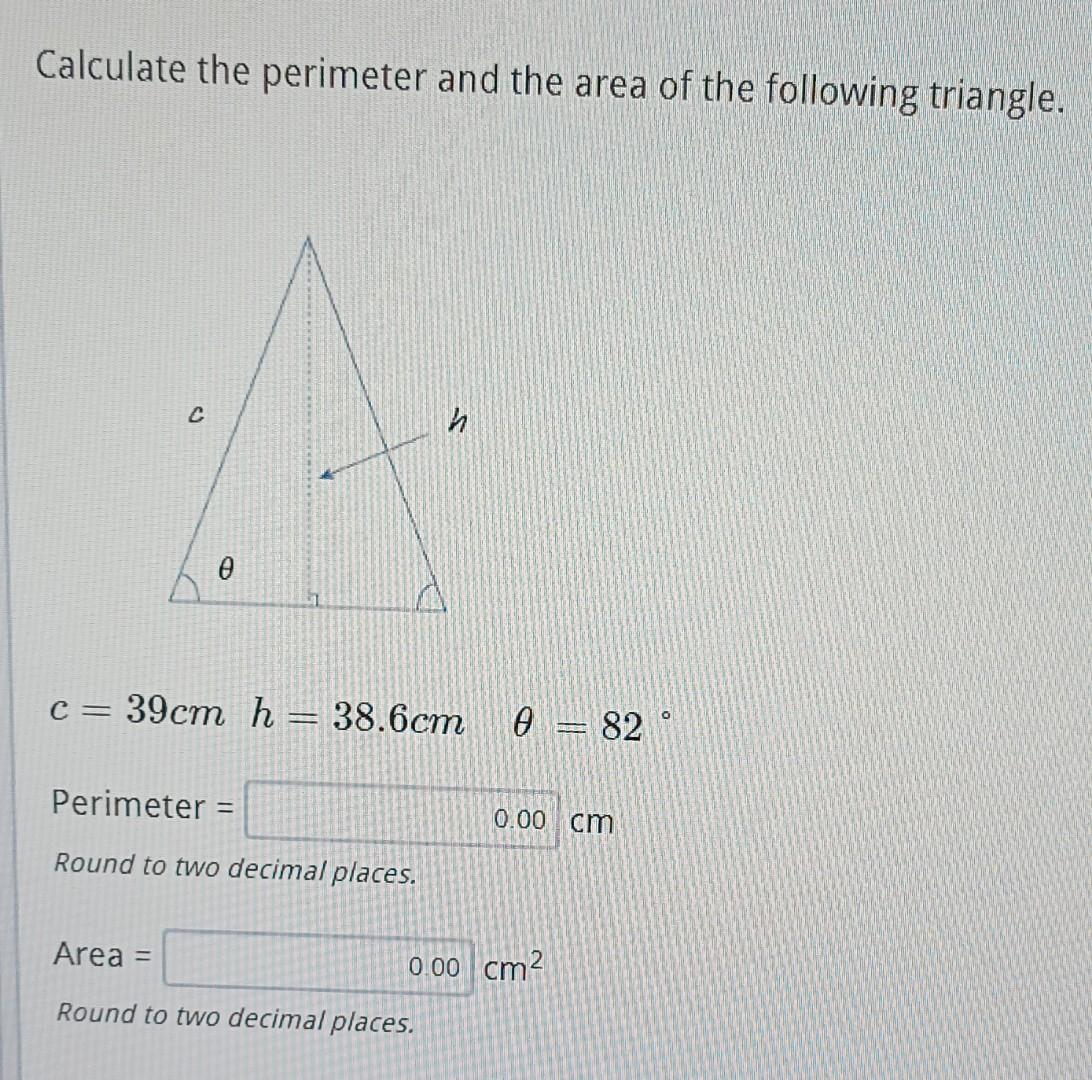 Solved Calculate the perimeter and the area of the following | Chegg.com