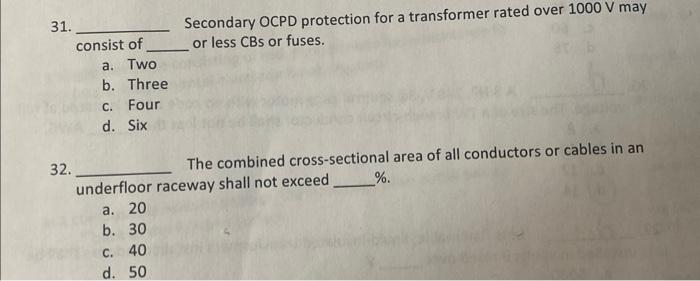 Solved Secondary OCPD protection for a transformer rated | Chegg.com