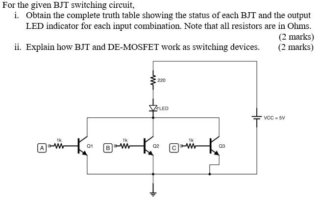 Solved For the given BJT switching circuit, i. Obtain the | Chegg.com