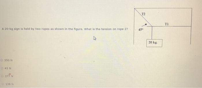 Solved A 20-kg sign is held by two ropes as shown in the | Chegg.com