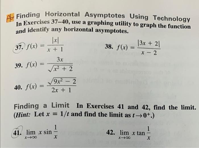 Solved Finding Horizontal Asymptotes. Using Technology In | Chegg.com