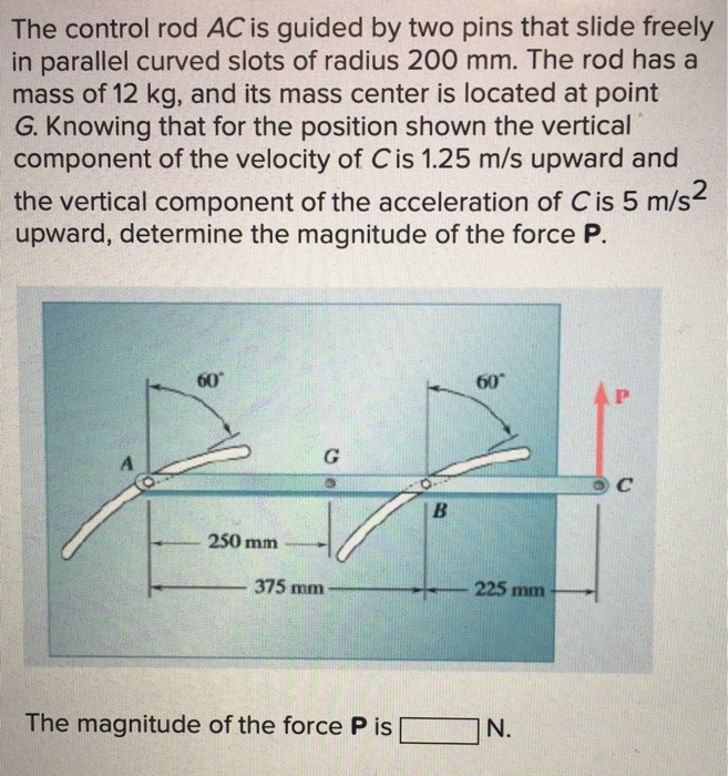 Solved The control rod AC is guided by two pins that slide | Chegg.com