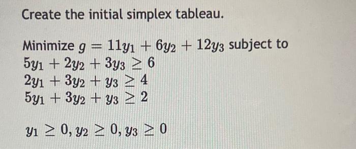 Solved Create the initial simplex tableau. Minimize | Chegg.com