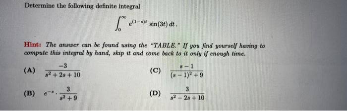 Solved Determine the following definite integral Hint: The | Chegg.com